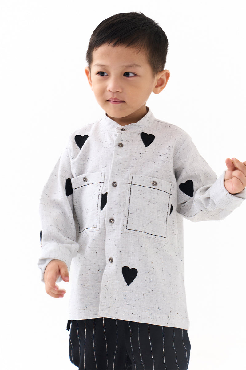 Emb. Band Collar Shirt – Three Clothing